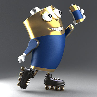 3d cartoon batteryman battery man character