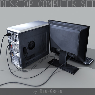 3d desktop computer set