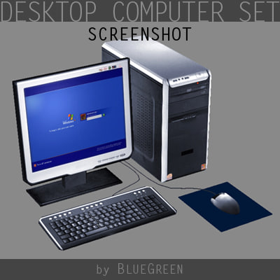 3d desktop computer set