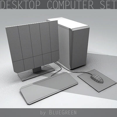 3d desktop computer set