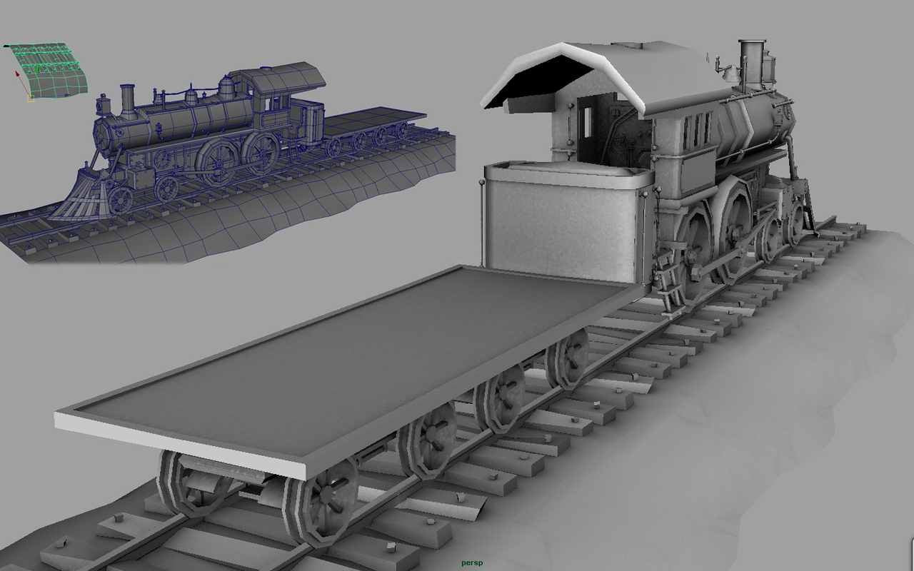 steam engine train 3d obj