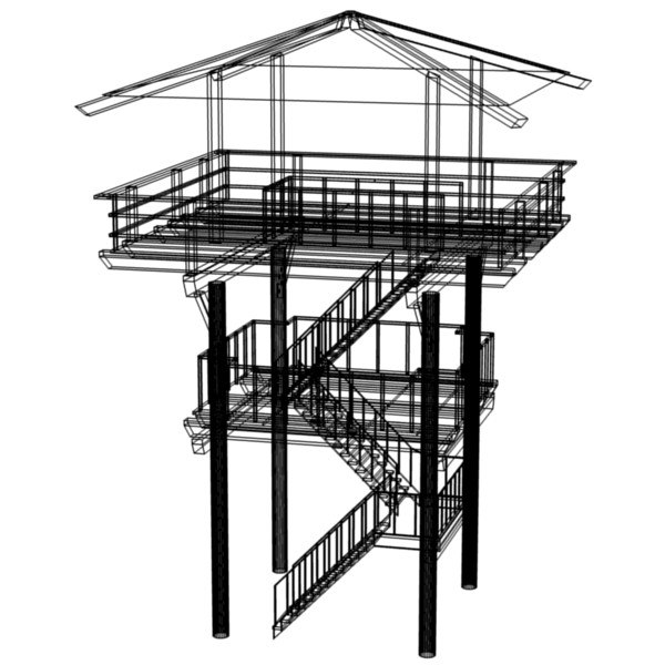 wood lookout tower 3d dxf