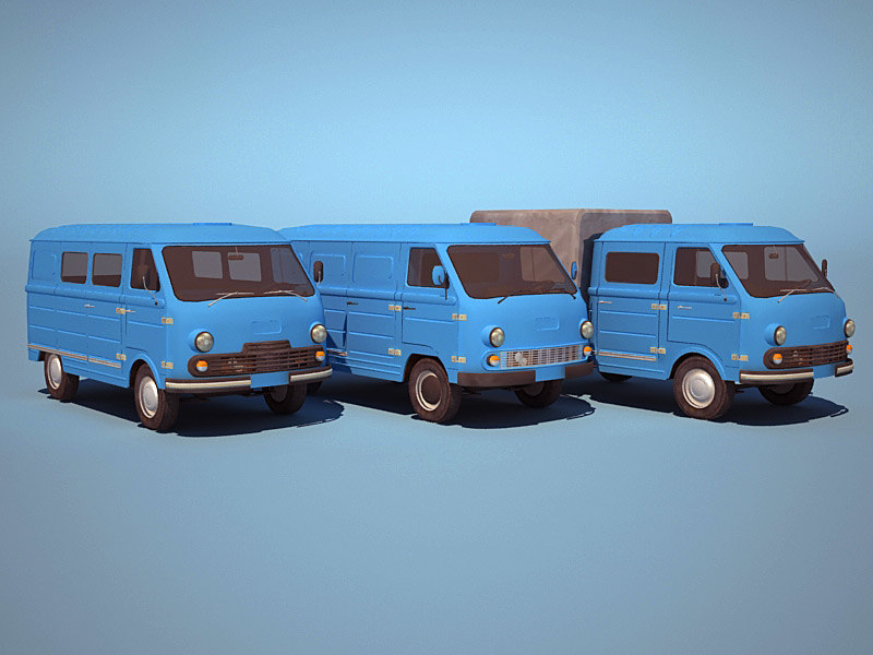 3d commercial van low-poly model