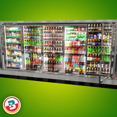 3d grocery store wall freezers model