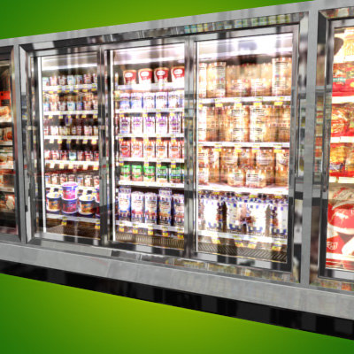 3d grocery store wall freezers model