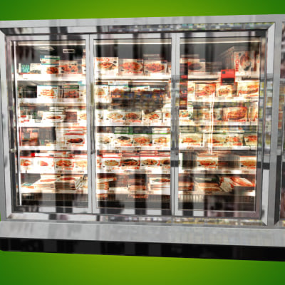 3d grocery store wall freezers model