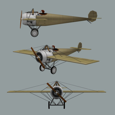 3d model of fokker mono ww1