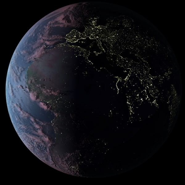 3d realistic earth day night