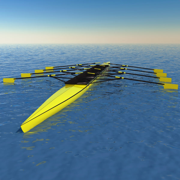 realistic rowing boat 3d model