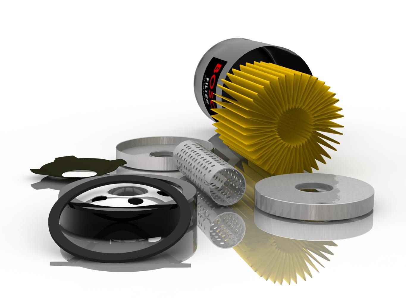 car oil filter parts animation 3d model