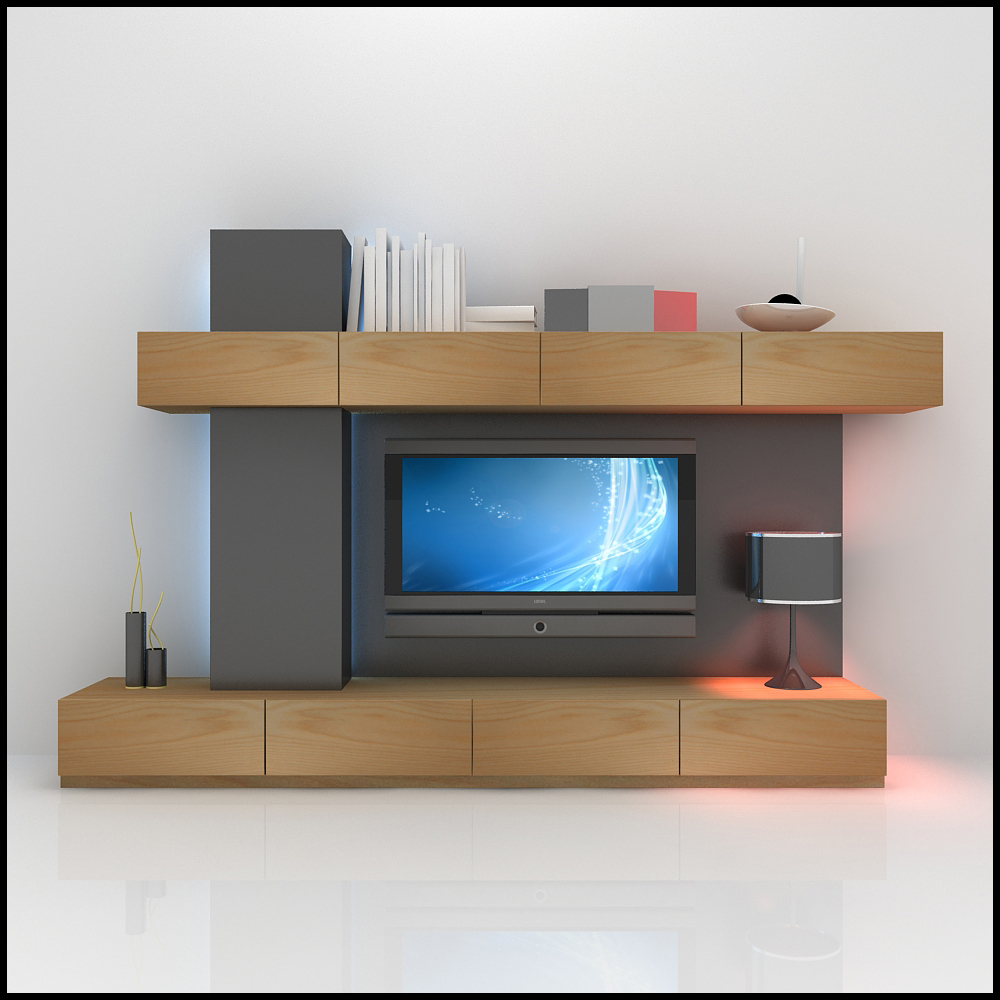 3d modern tv wall unit