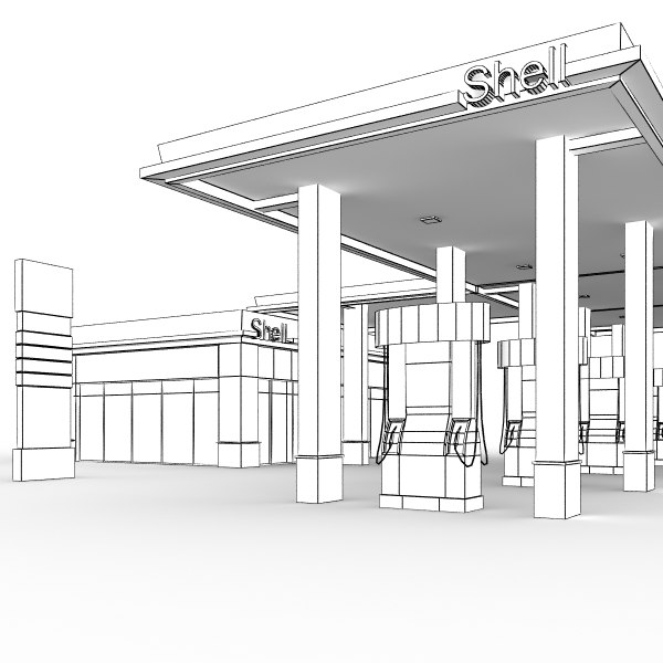 3d gas station shell