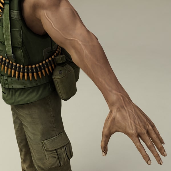 3ds max machine gunner rigged biped