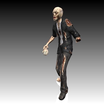 3d zombie walk animation model