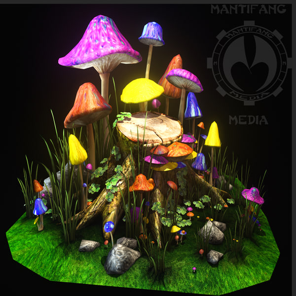 magic mushroom covered tree obj