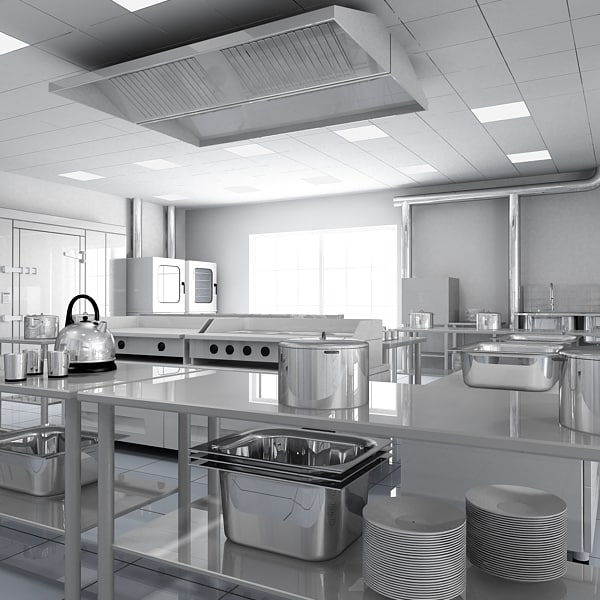 commercial kitchen 3d obj