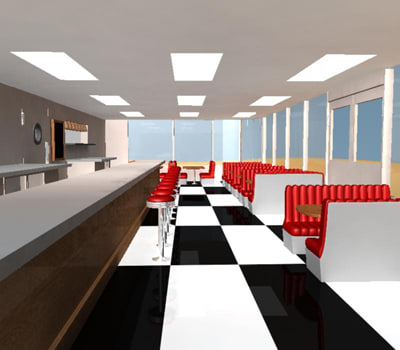 3d model american diner