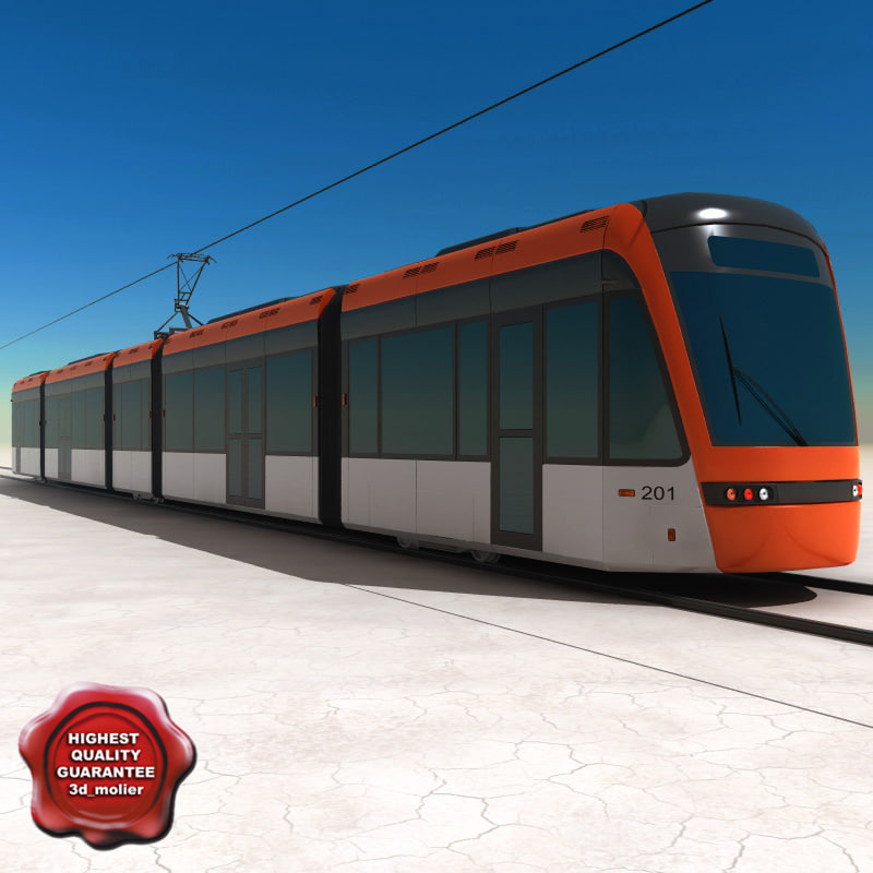 low-floor light rail vehicle 3d model