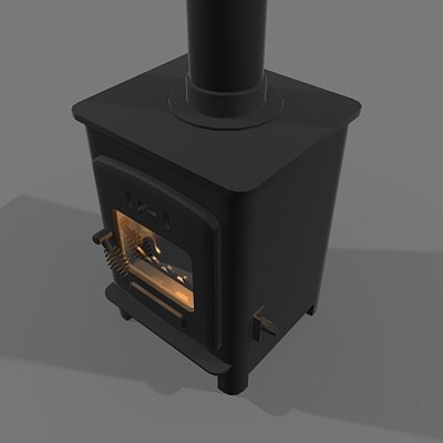 3d model wood burning stove