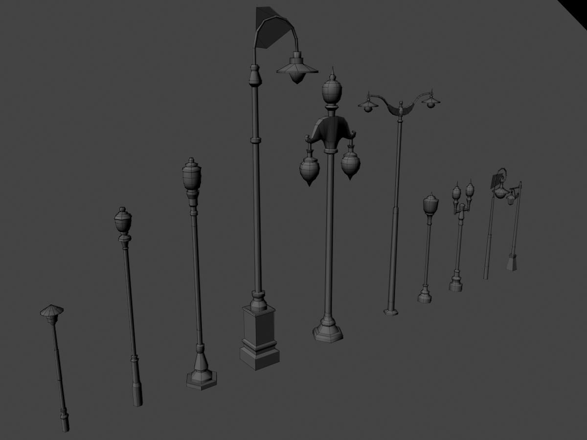 pack lamp posts 3d model