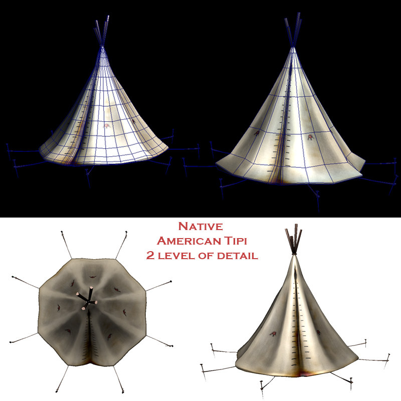 native american indian tipi 3d obj
