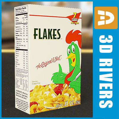 3d model yellow cereal box