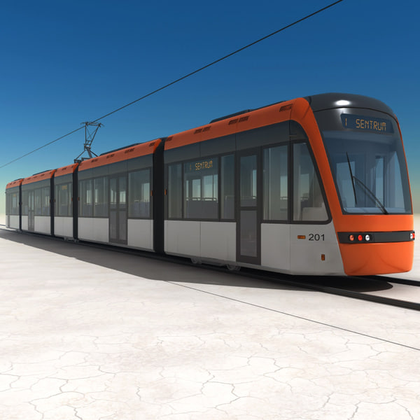 3d model low-floor light rail vehicle