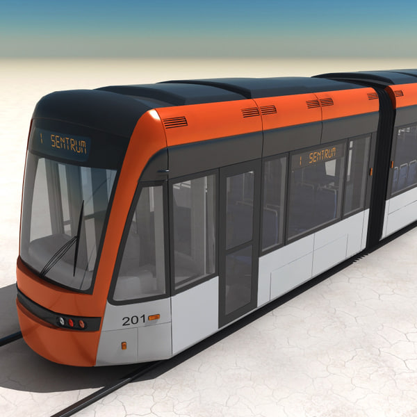 3d model low-floor light rail vehicle