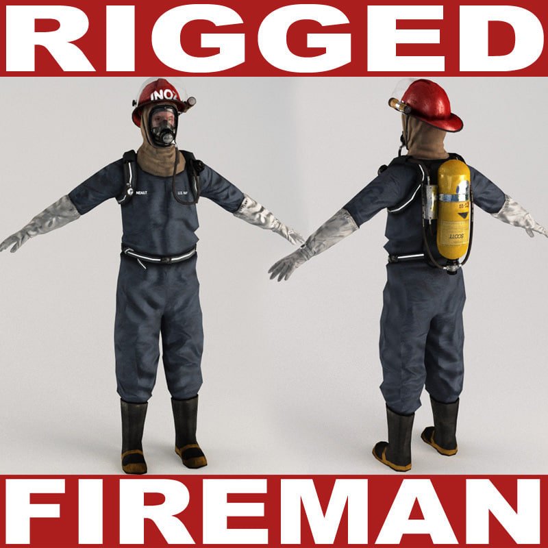 fireman v2 rigged 3d model