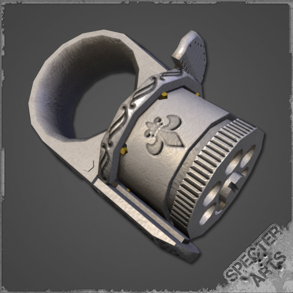 ring revolver pistol 3d model