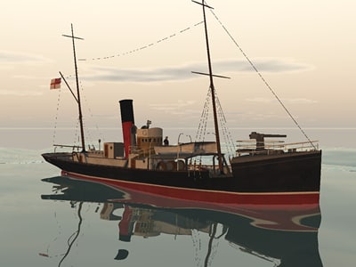 ww1 armed trawler 3d obj