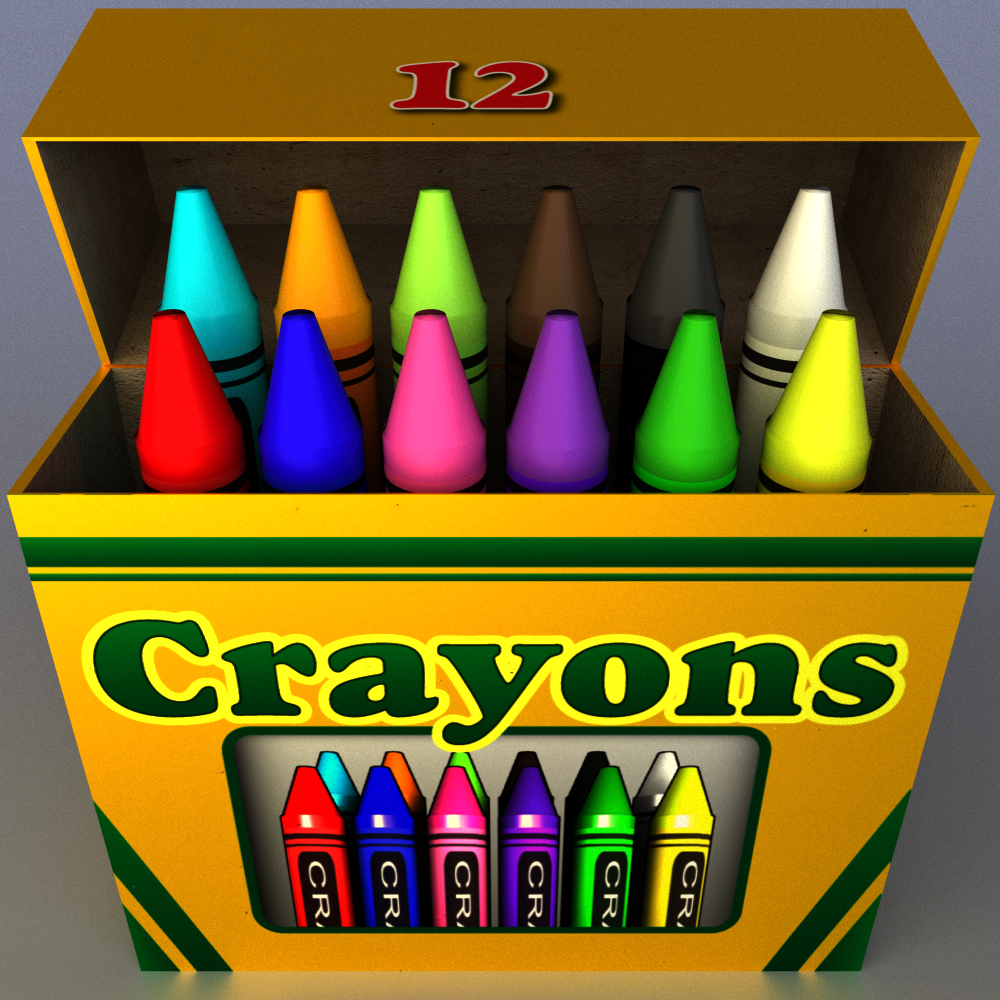 3d crayons box model