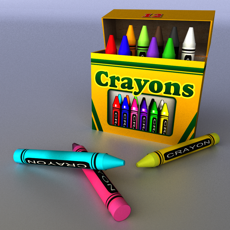 3d crayons box model