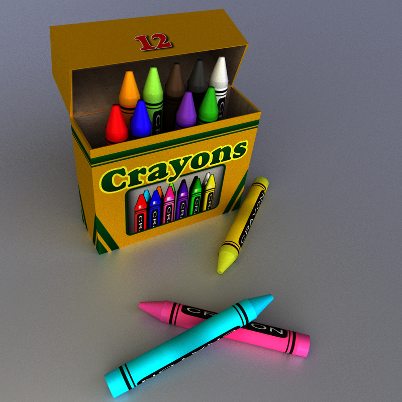 3d crayons box model