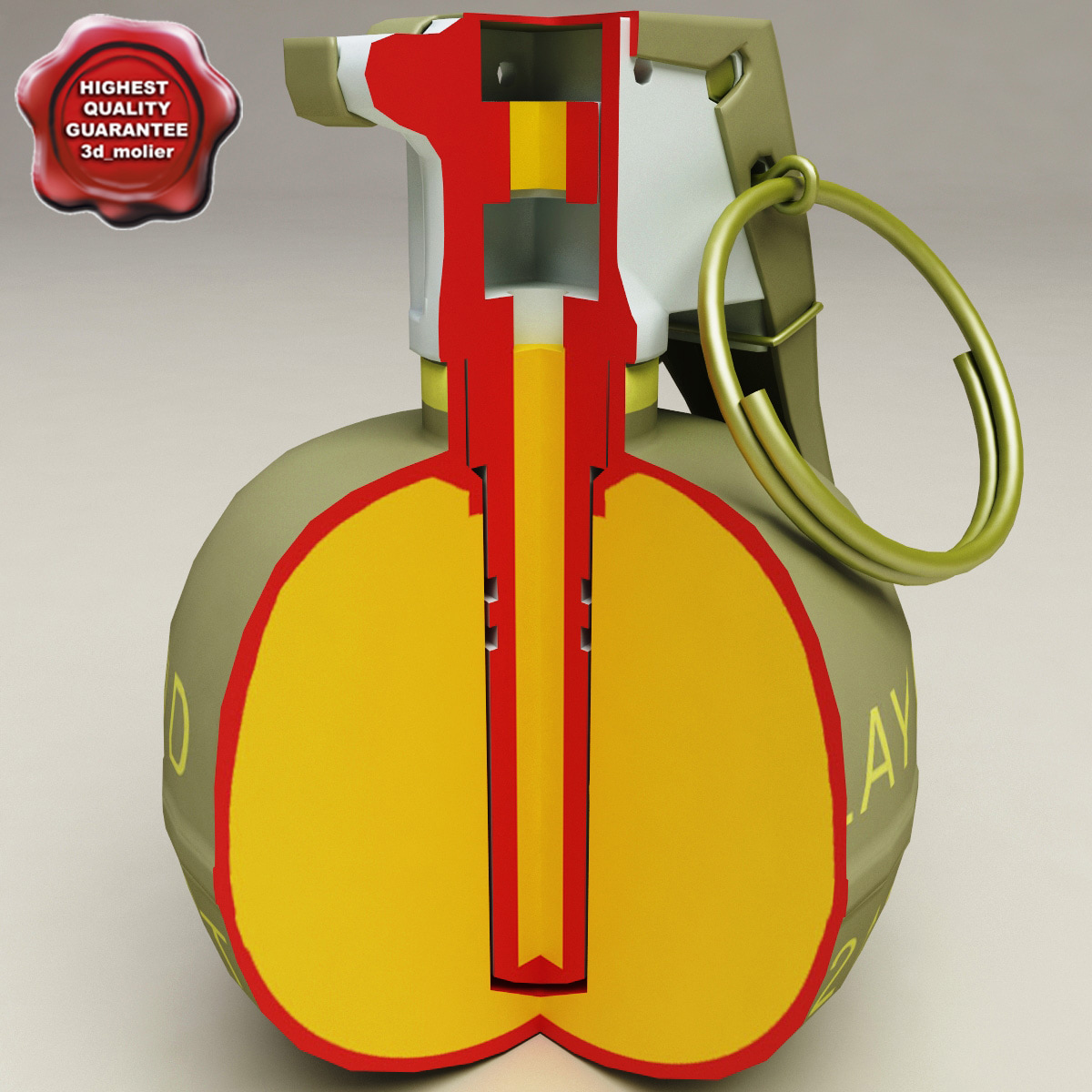 m67 grenade cut away 3d max