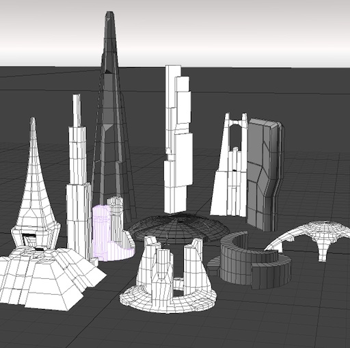 futuristic buildings 3d model