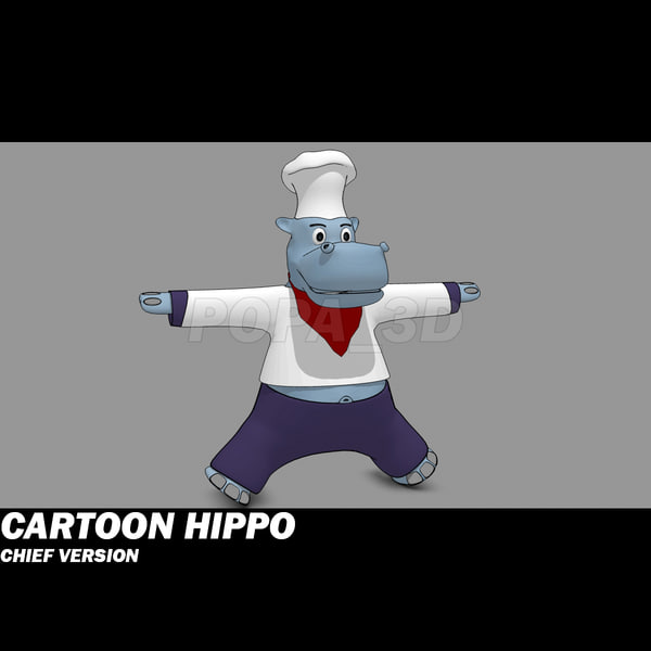 modelo 3d Cartoon Hippo -chef version- - TurboSquid 525421