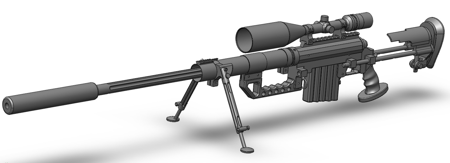3d model sniper rifle cheytac m200