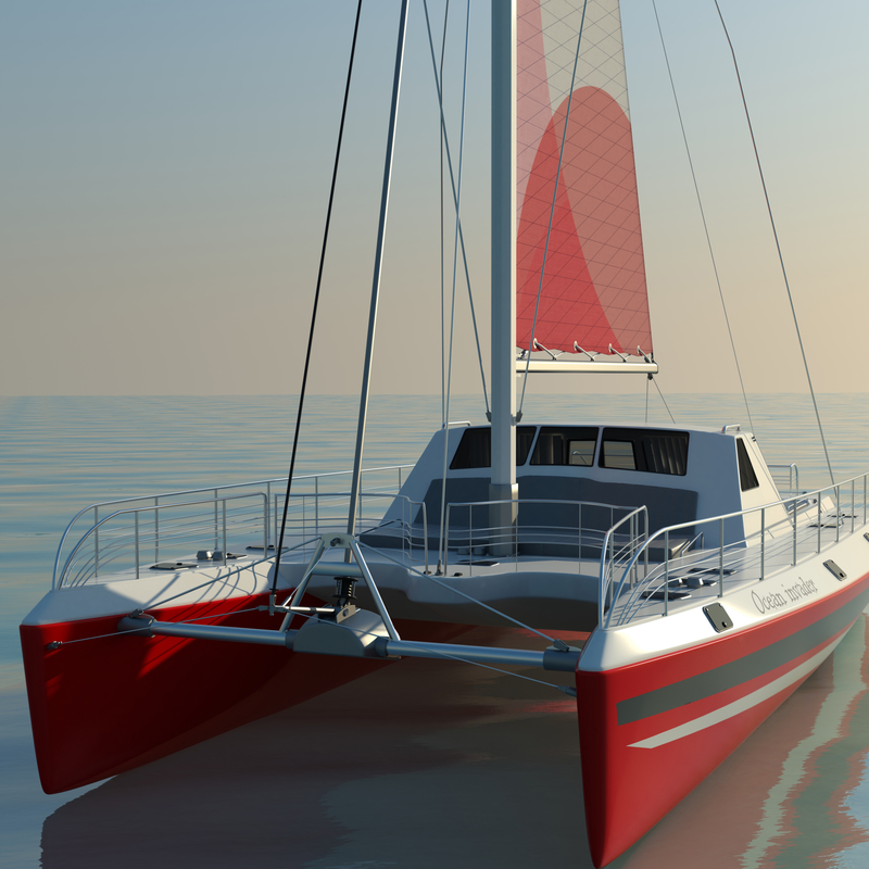 catamaran sailboat 3d model