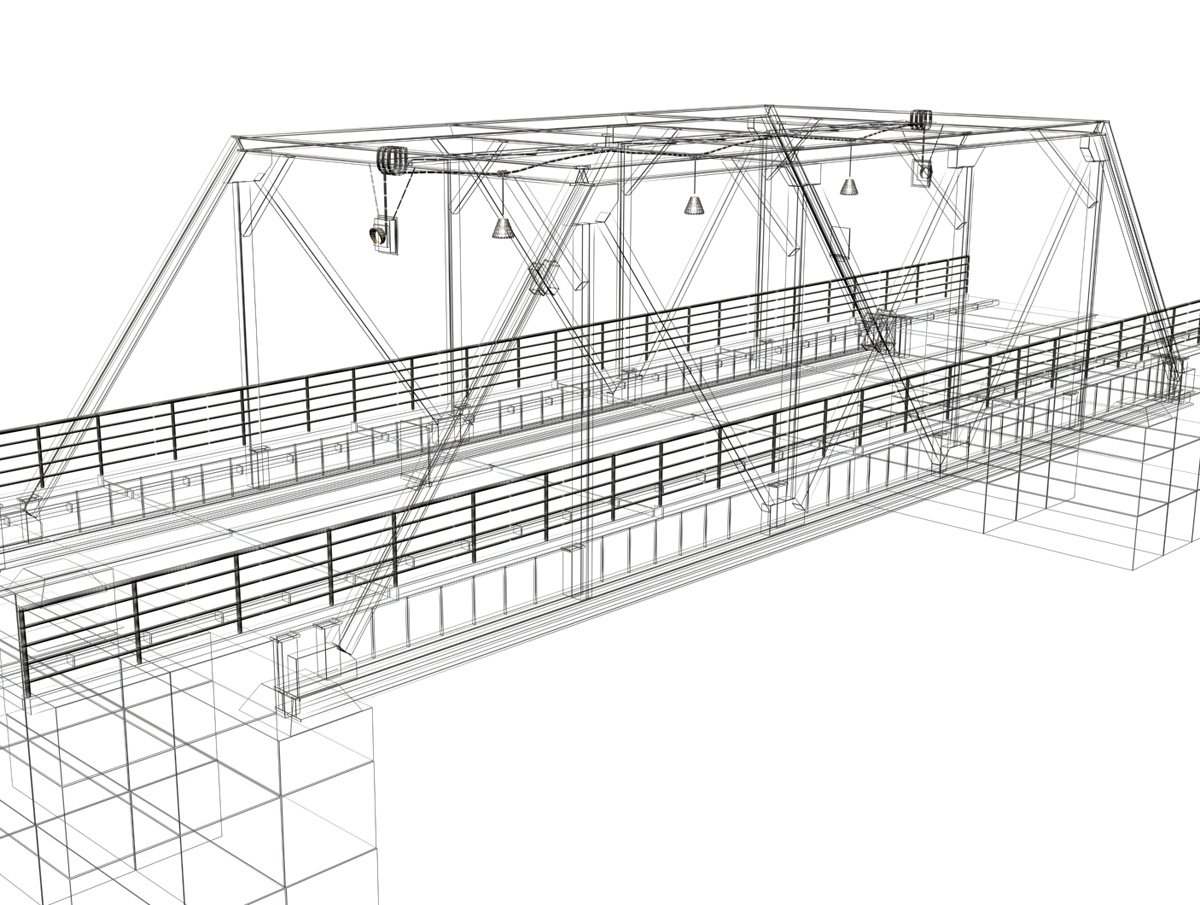 3d old steel bridge