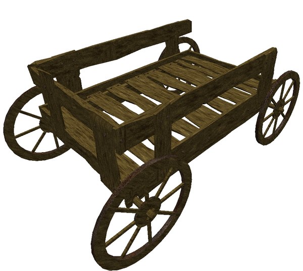 wooden cart 3d model