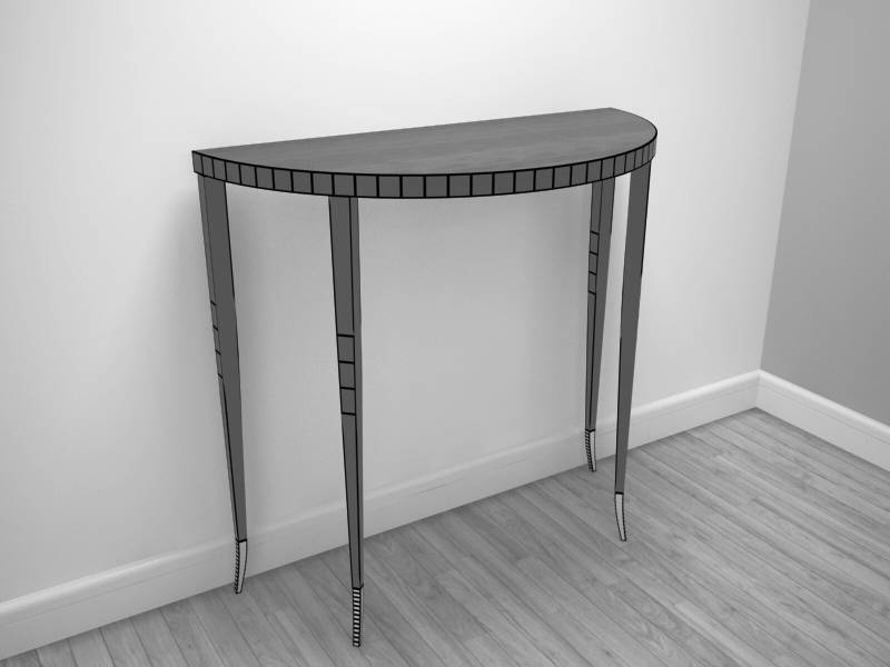 semi circular console table 3d model