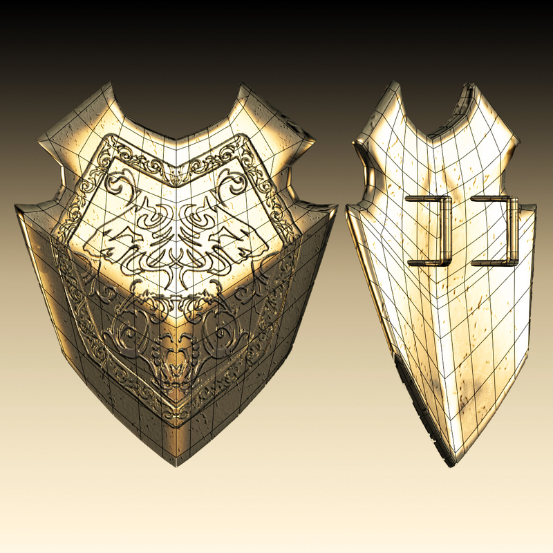 3d metal gladiator shield