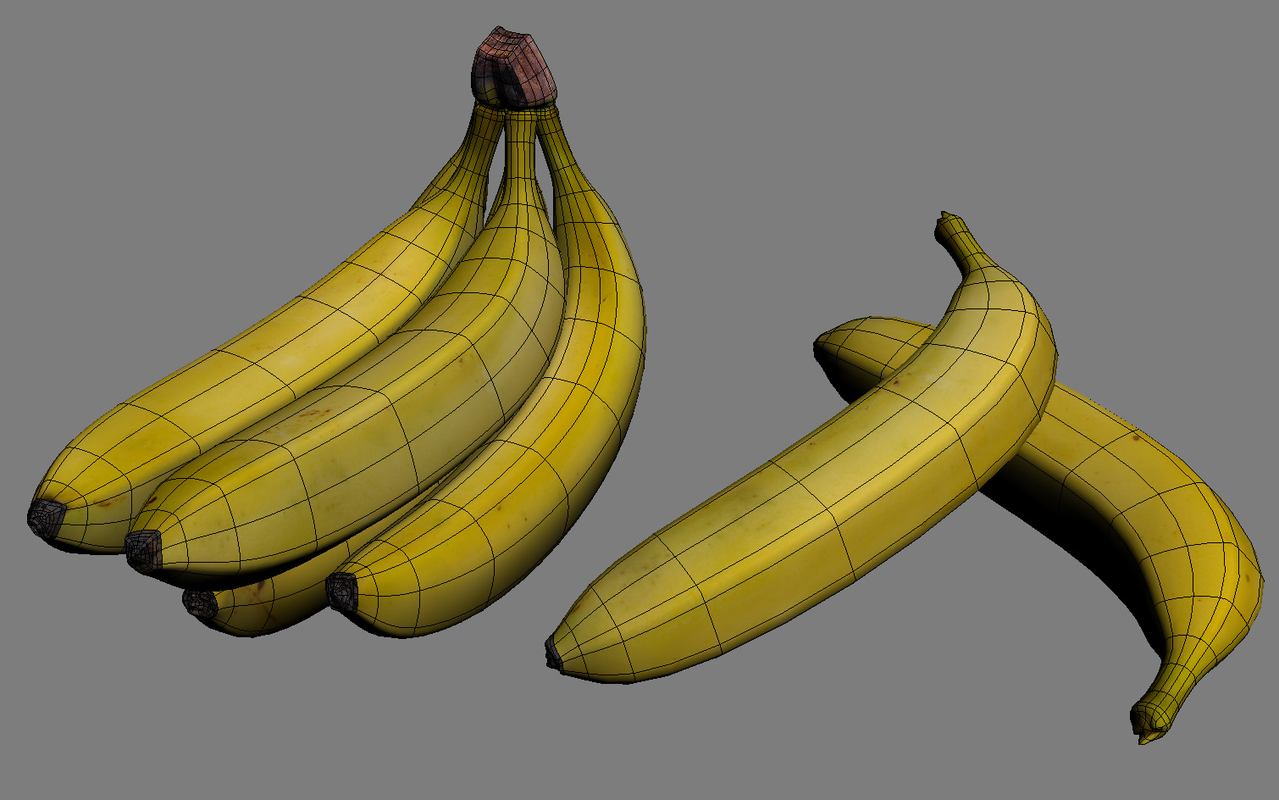 realistic banana basket 3d model