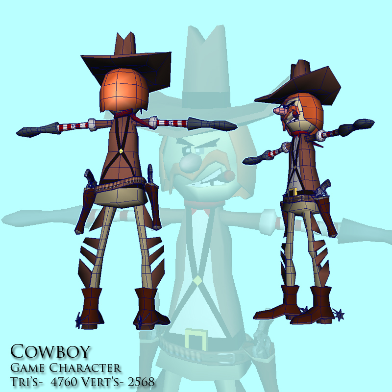 cowboy character games 3d obj