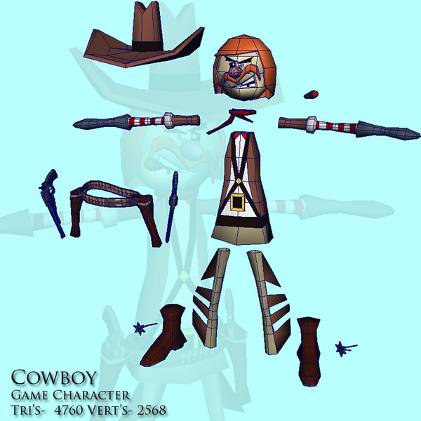 cowboy character games 3d obj