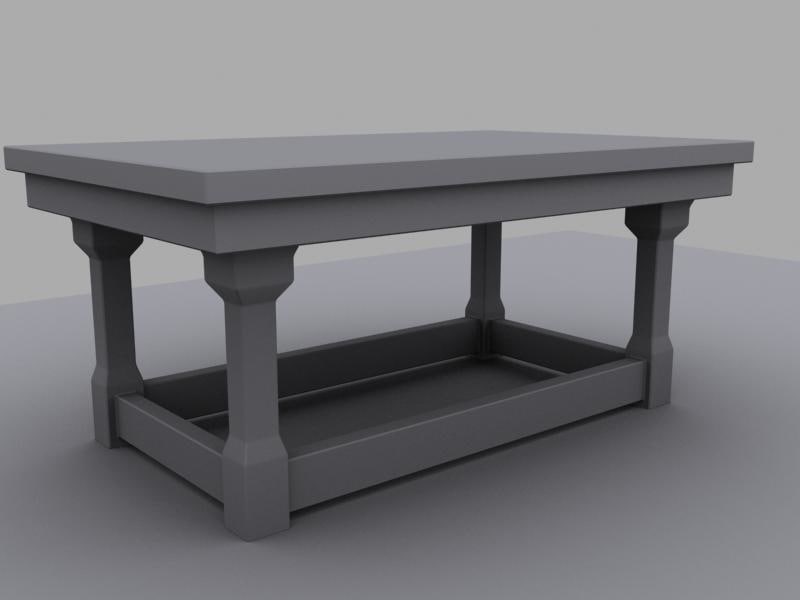 small wooden table untextured 3d model
