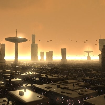 futuristic city animation 3d model