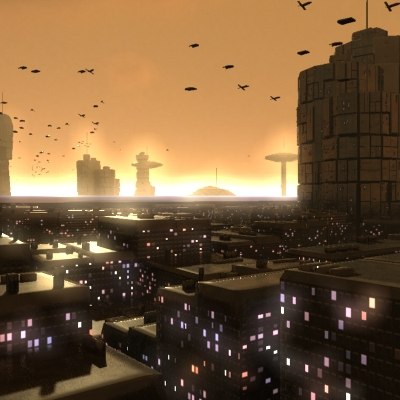 futuristic city animation 3d model