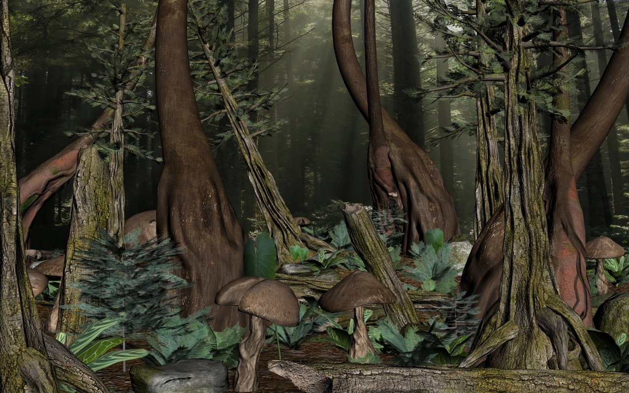 forest scene trees 3d model